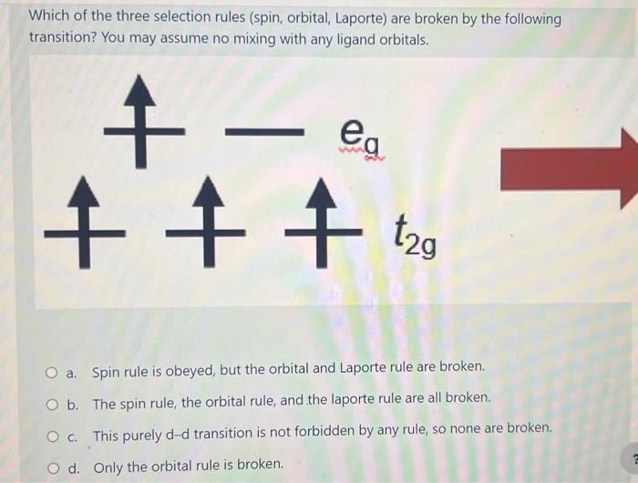 Solved Which Of The Three Selection Rules Spin Orbital