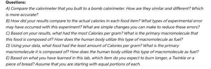 Solved Exercise 1: Determination of Caloric Content of Three | Chegg.com