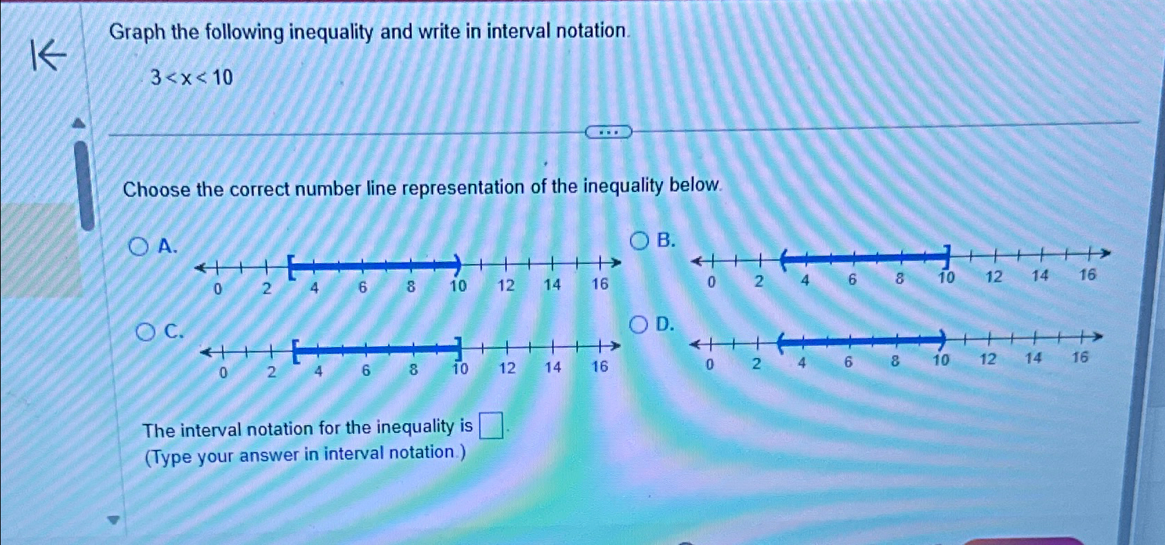 Solved Graph the following inequality and write in interval | Chegg.com