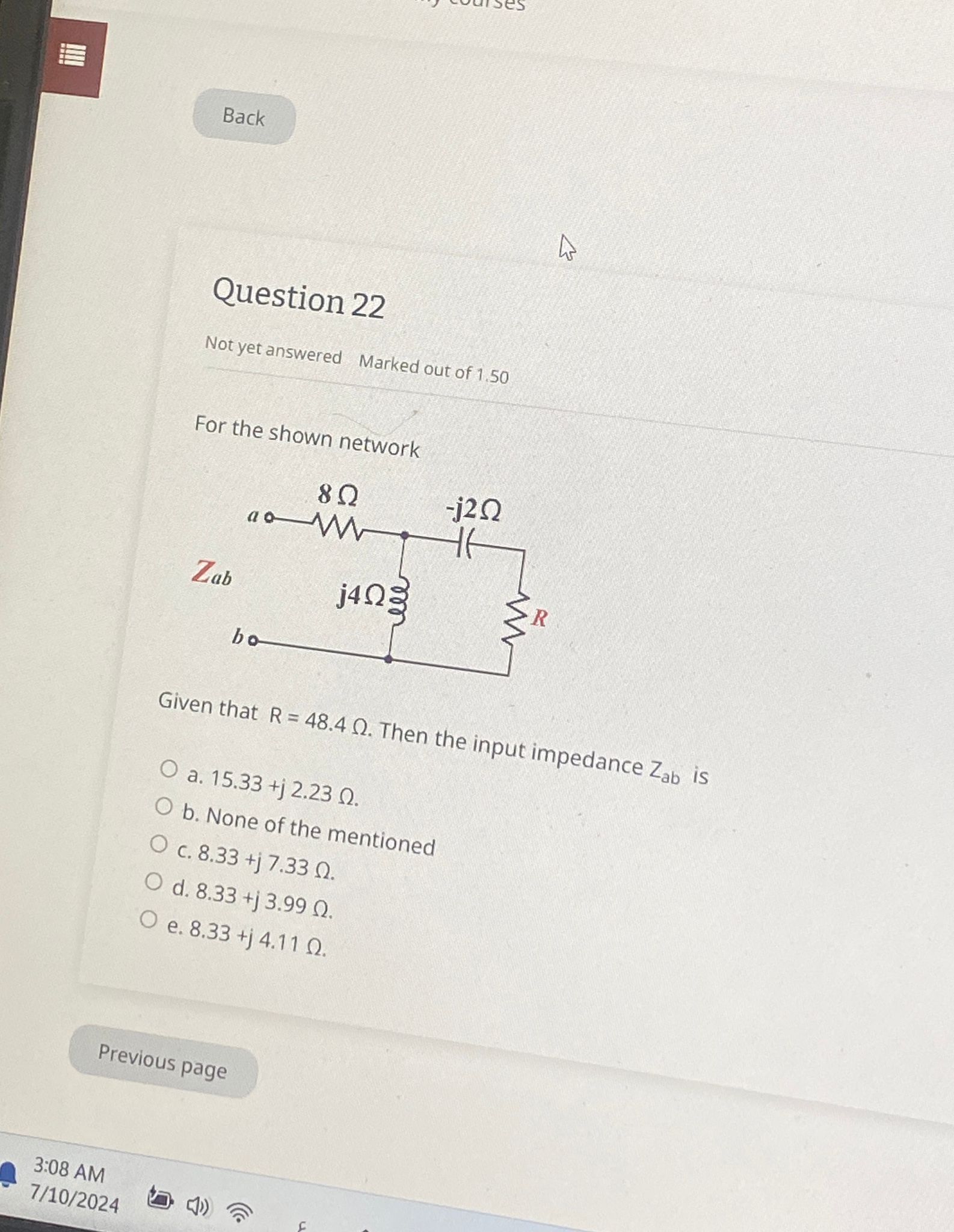 Solved Question 22Not yet answered Marked out of 1.50For the | Chegg.com