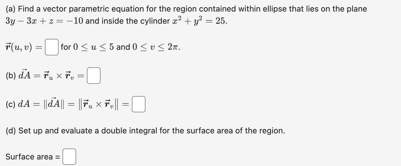Solved (a) ﻿Find a vector parametric equation for the region | Chegg.com