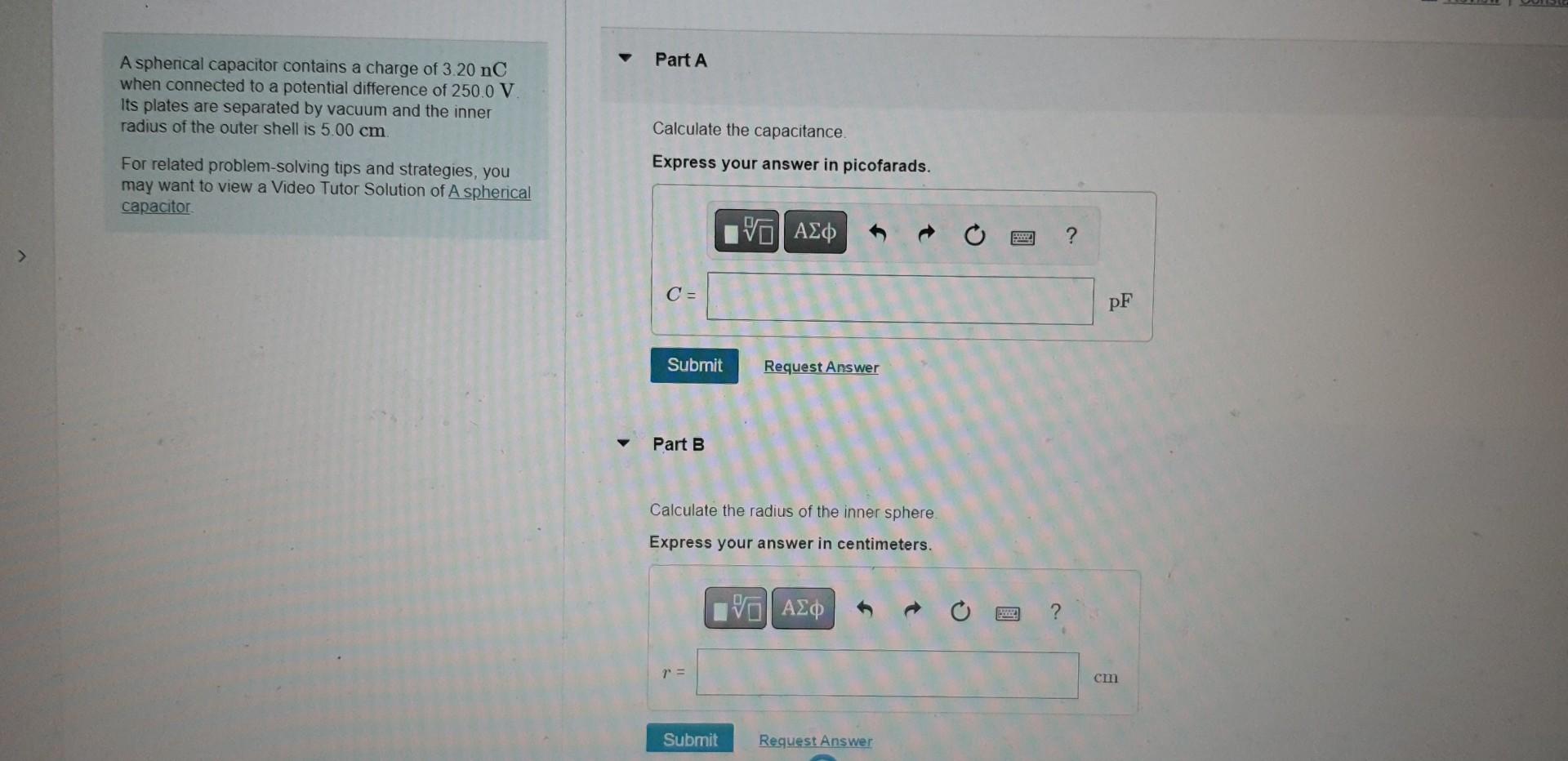 Solved Part B Calculate the radius of the inner sphere. | Chegg.com