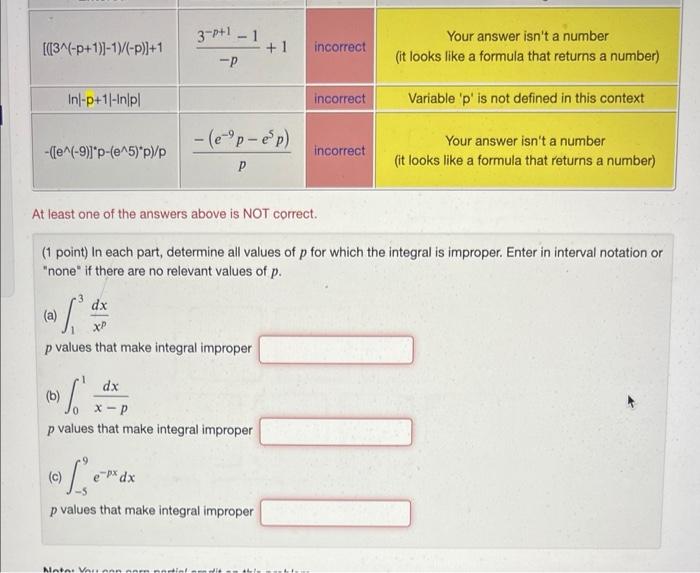 Solved At Least One Of The Answers Above Is Not Correct 1
