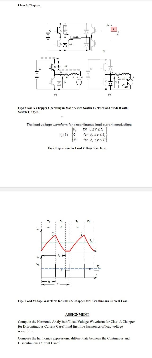 Solved Fig.1 Class A Chopper Operating in Mode A with Switch | Chegg.com