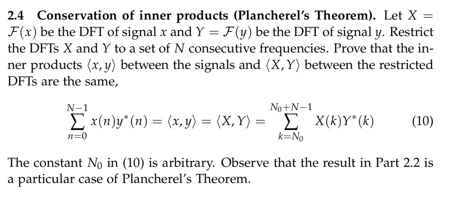 2.4 ﻿Conservation of inner products (Plancherel's | Chegg.com