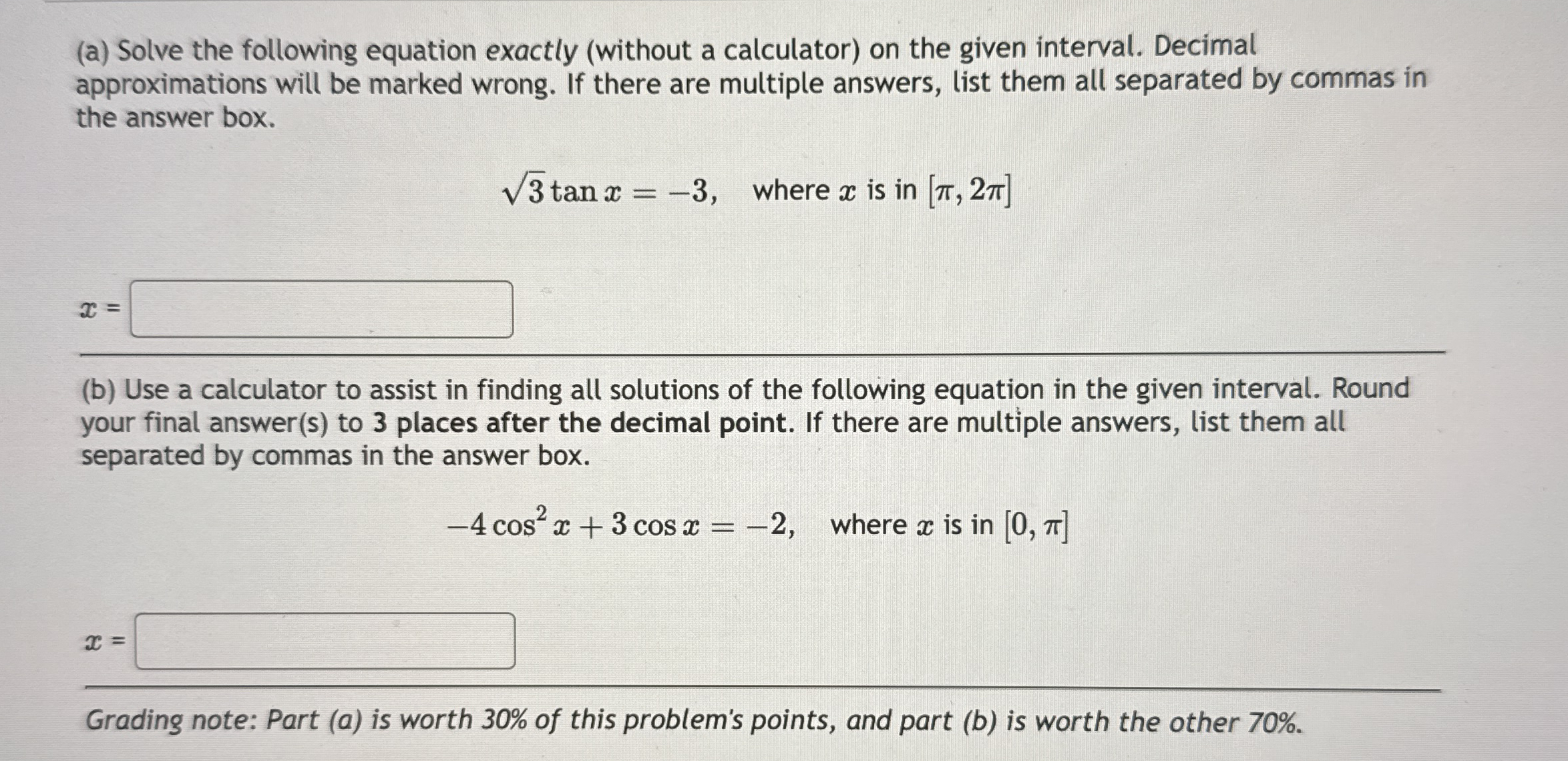 Solved (a) ﻿Solve the following equation exactly (without a | Chegg.com