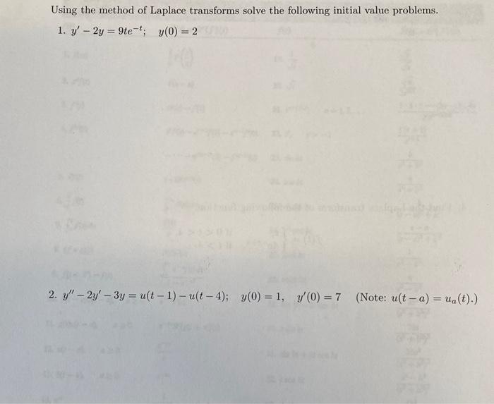 Solved Using the method of Laplace transforms solve the | Chegg.com