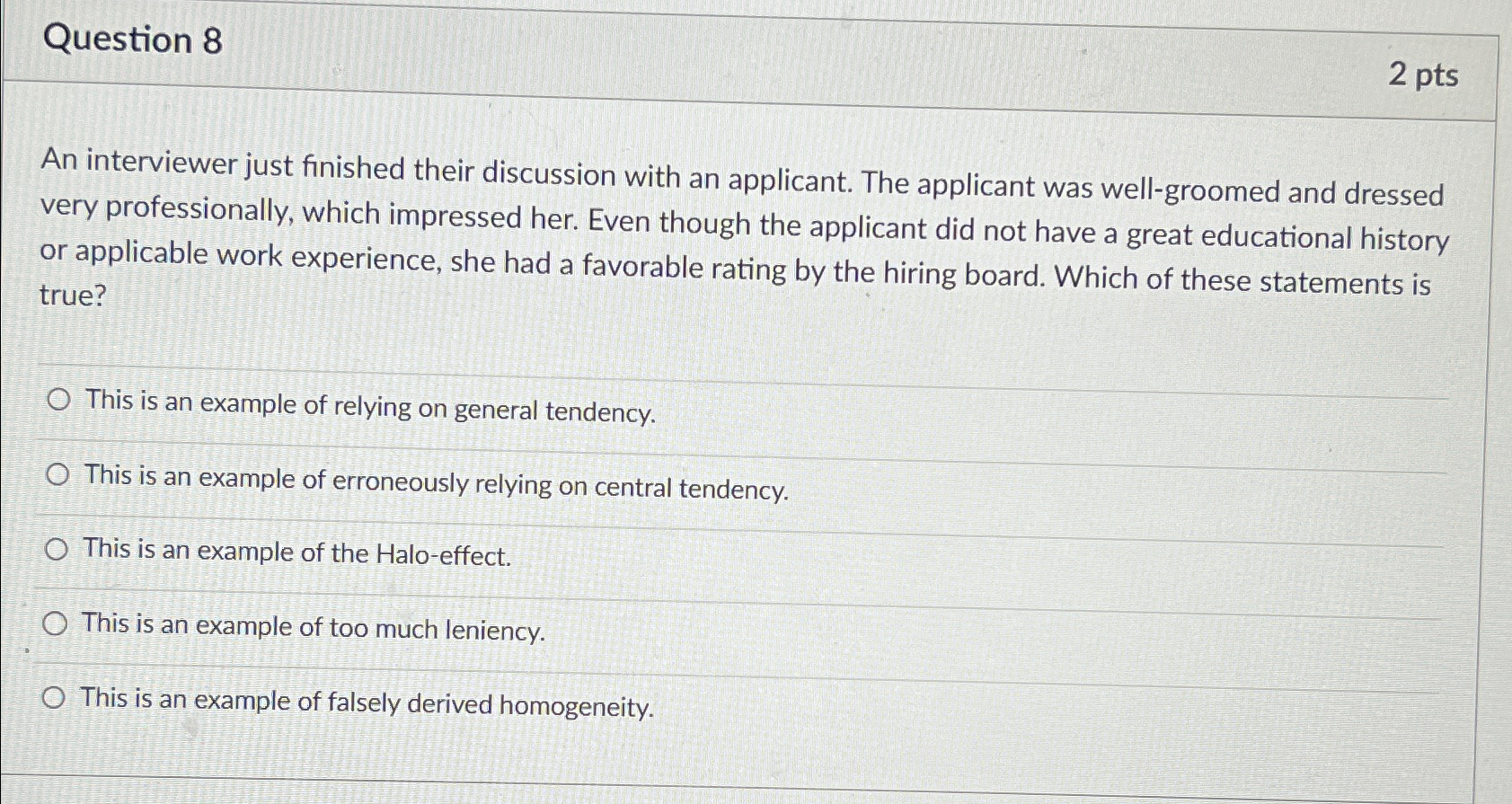 Solved Question 82 ﻿ptsAn interviewer just finished their | Chegg.com