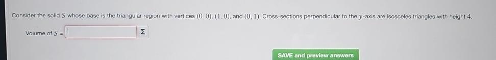 Solved Consider the solid S ﻿whose base is the triangular | Chegg.com