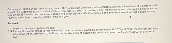 Solved On January 1, 2021, Surreal Manufacturing issued 700 | Chegg.com