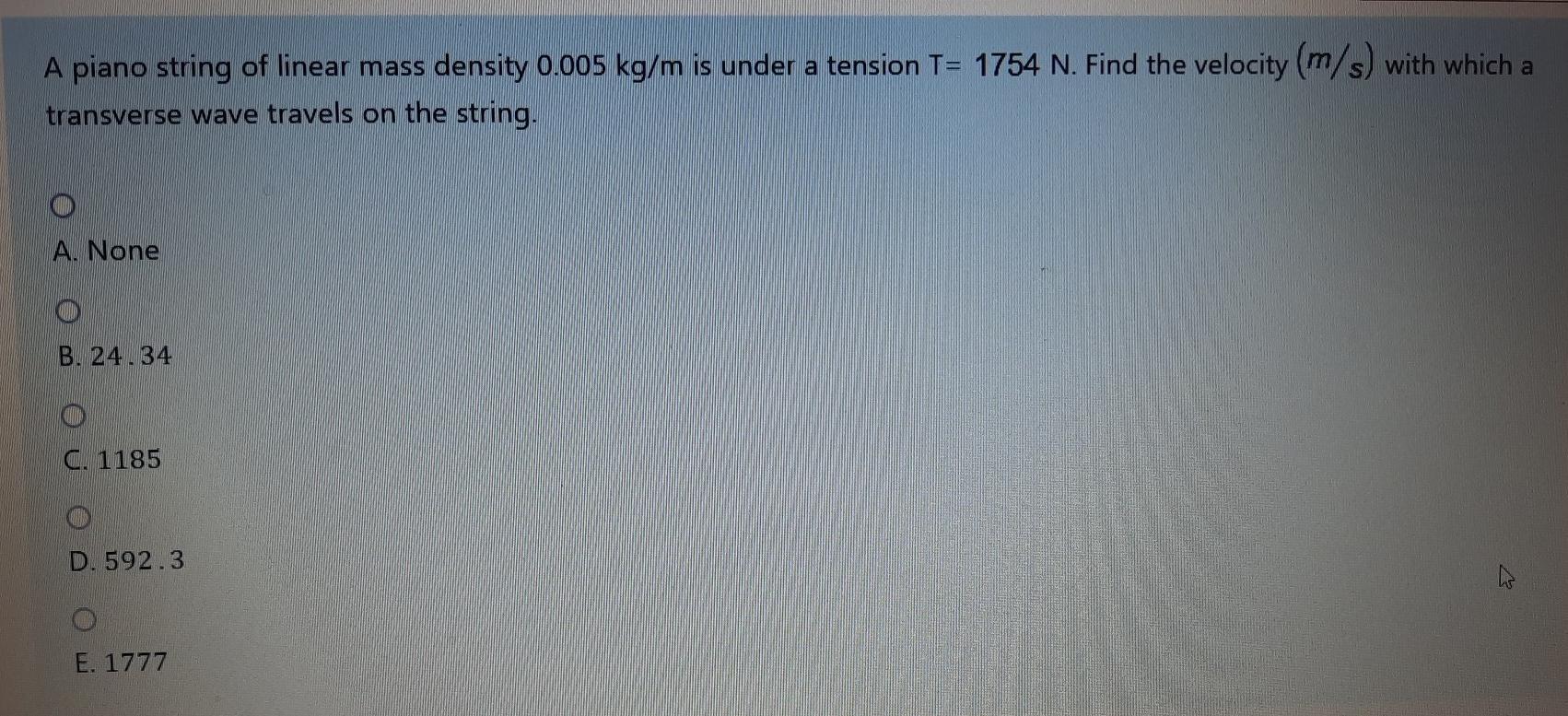 Solved A piano string of linear mass density 0.005 kg/m is | Chegg.com
