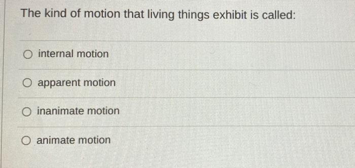 Solved The kind of motion that living things exhibit is | Chegg.com