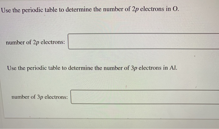 Solved Use the periodic table to determine the number of 2p | Chegg.com