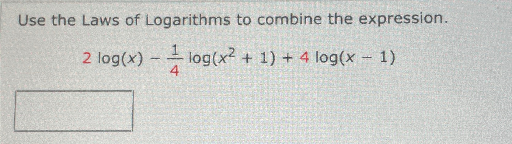 Solved Use the Laws of Logarithms to combine the | Chegg.com