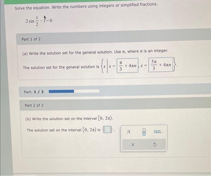 Solved Solve the equation. Write the numbers using integers | Chegg.com
