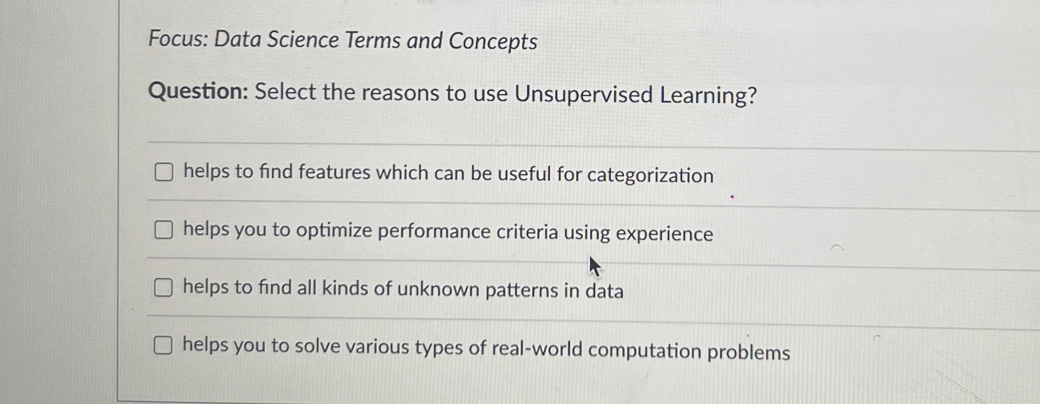 Solved Focus: Data Science Terms and ConceptsQuestion: | Chegg.com