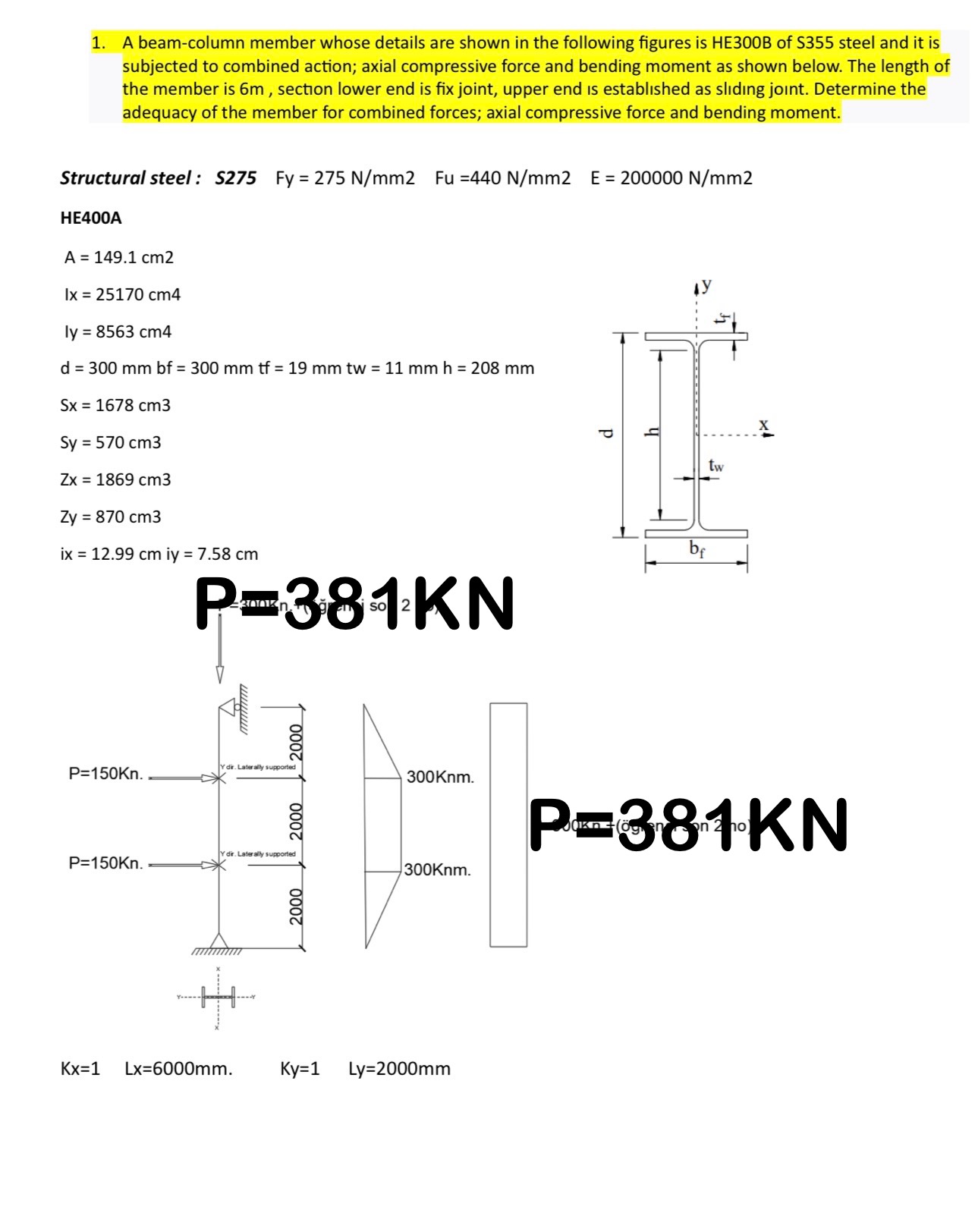Solved the member is 6m, ﻿section lower end is fix joint, | Chegg.com
