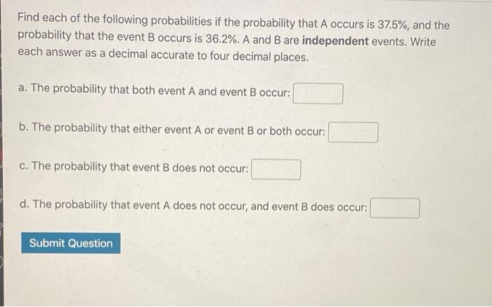 Solved Find each of the following probabilities if the | Chegg.com