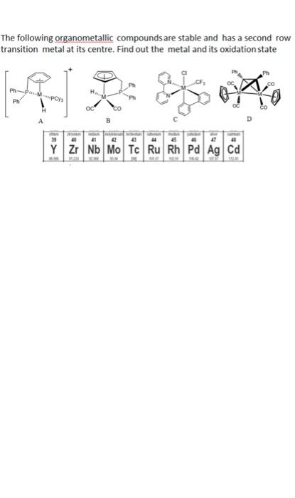 Solved The following organometallic compounds are stable and | Chegg.com