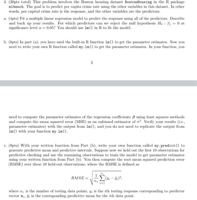 Solved 3. ( 30pts total) This problem involves the Boston | Chegg.com