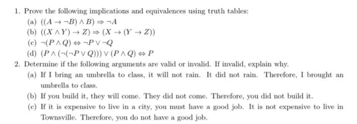 Solved 1. Prove the following implications and equivalences | Chegg.com