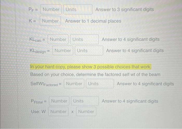 Solved Select the most economical W section for Column C1 | Chegg.com