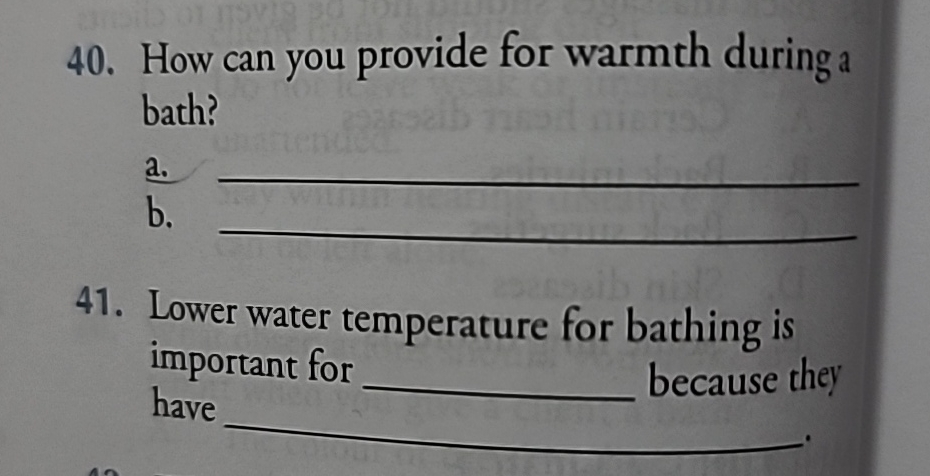 Solved How can you provide for warmth during a | Chegg.com