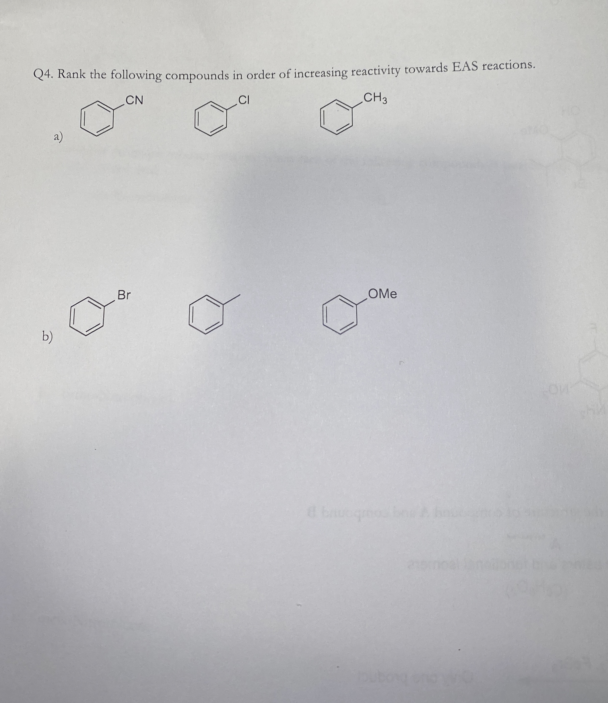 Solved Q4. ﻿Rank the following compounds in order of | Chegg.com