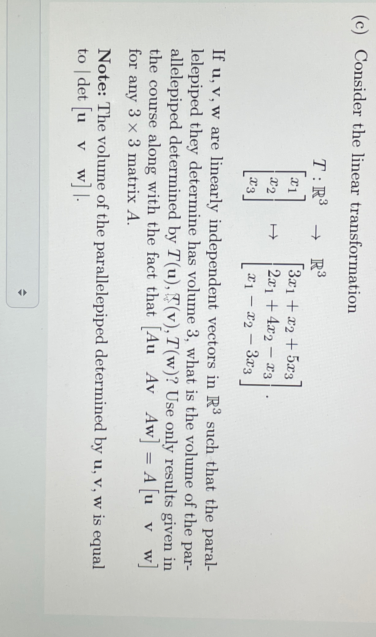 Solved (c) ﻿Consider the linear | Chegg.com