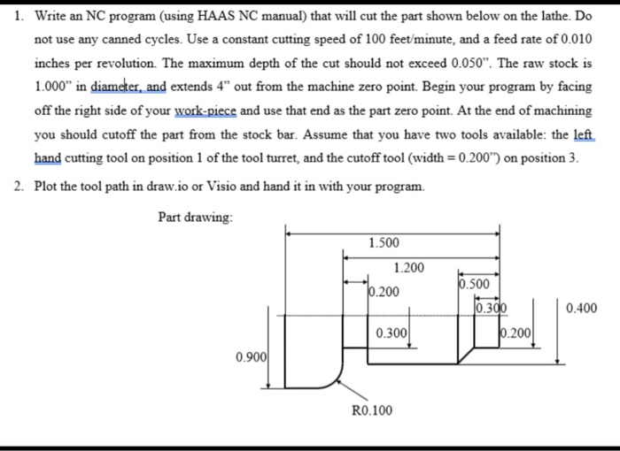 Solved 1. Write an NC program (using HAAS NC manual) that | Chegg.com