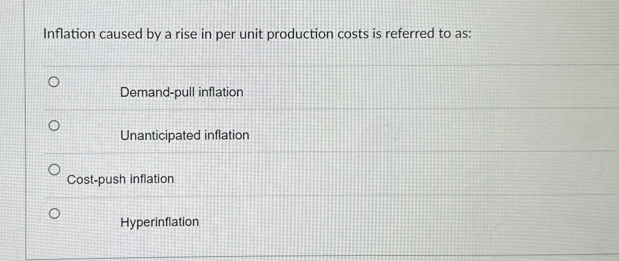 Solved Inflation caused by a rise in per unit production | Chegg.com