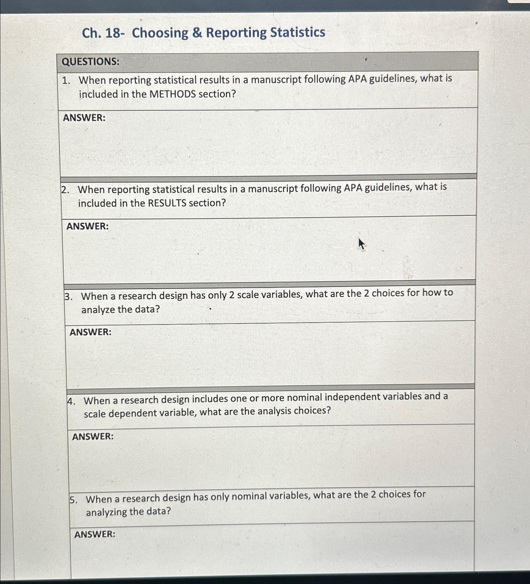 Solved Ch. 18- ﻿Choosing & Reporting | Chegg.com