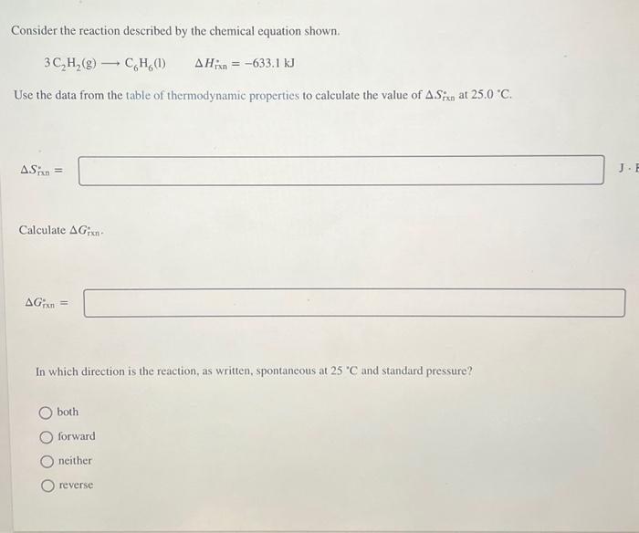Consider the reaction described by the chemical | Chegg.com
