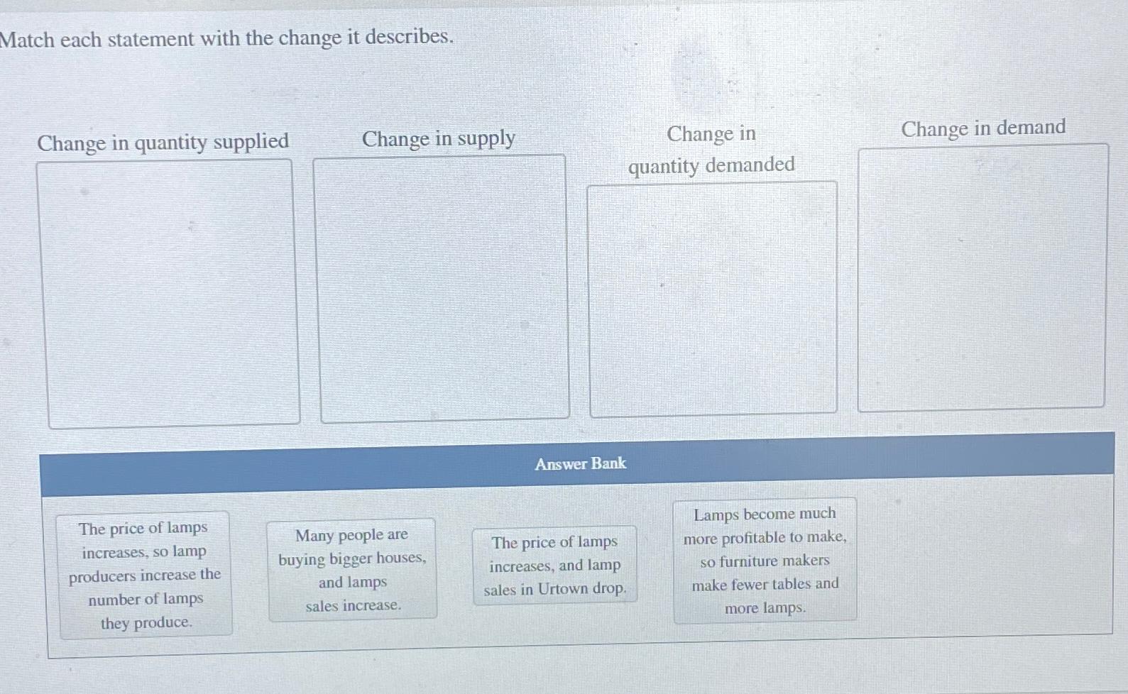 Solved Match each statement with the change it | Chegg.com