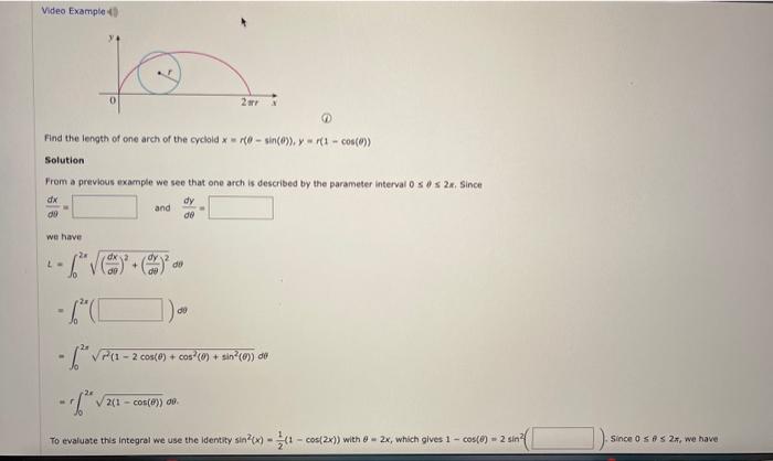 Solved Video Exampley Find the length of one arch of the | Chegg.com
