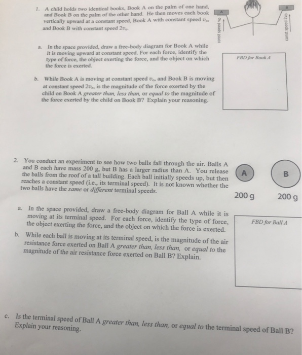Solved 1. A child holds two identical books, Book A on the | Chegg.com