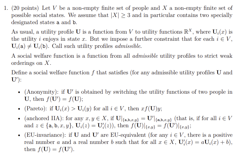 Solved Let V ﻿be a non-empty finite set of people and x ﻿a | Chegg.com