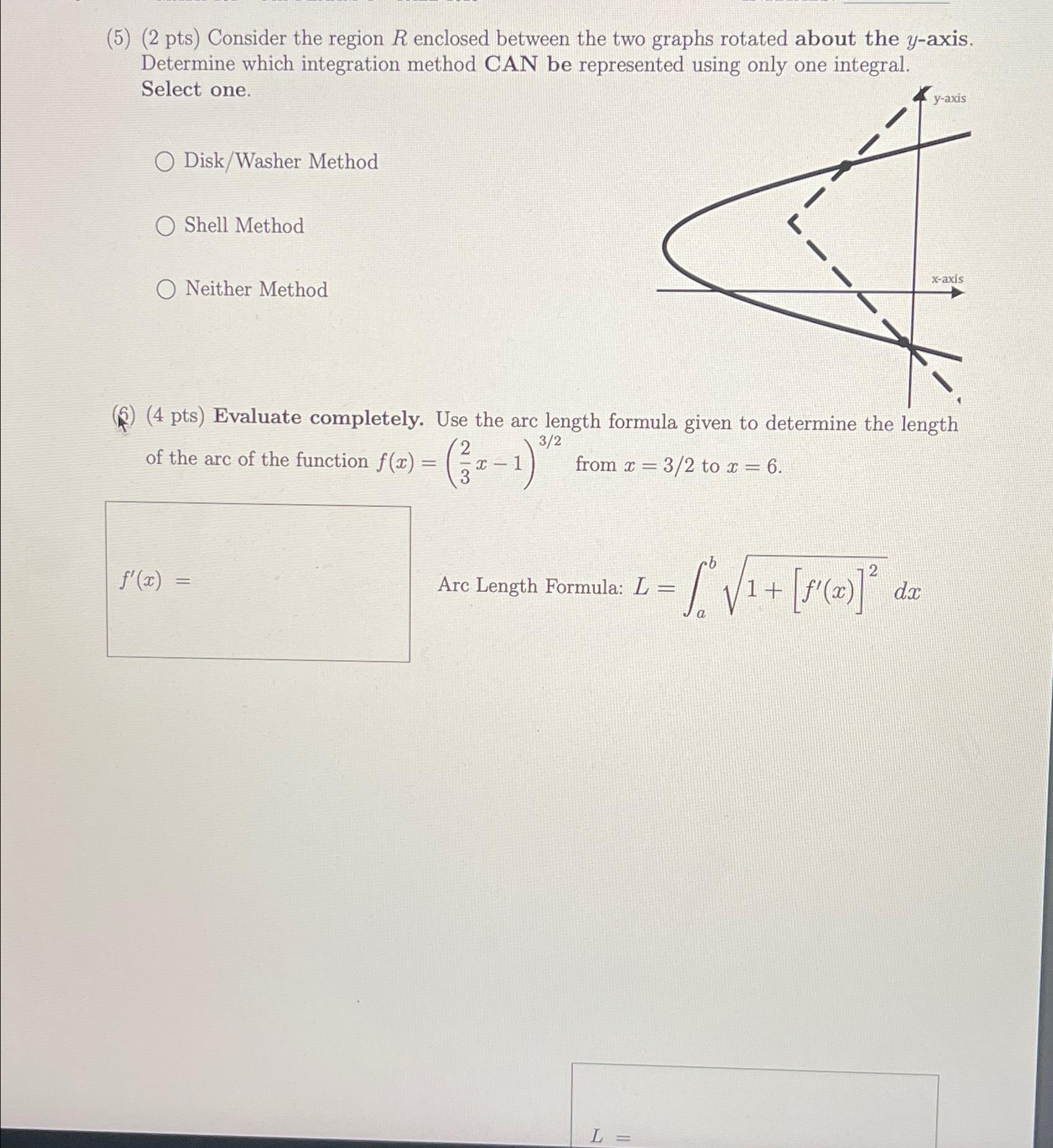 Solved (5) (2 ﻿pts) ﻿Consider the region R ﻿enclosed between | Chegg.com