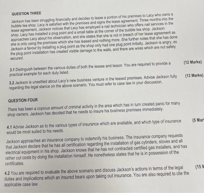 Solved QUESTION THREE Jackson has been struggling | Chegg.com
