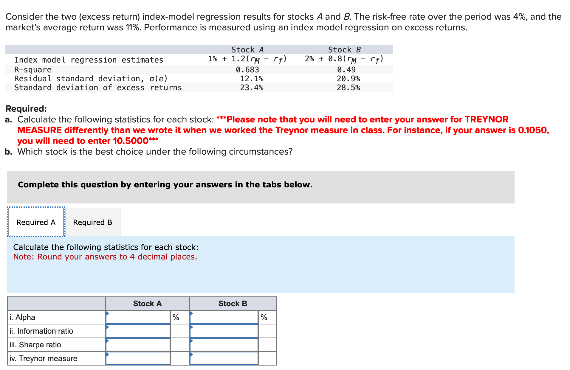Solved Consider the two (excess return) ﻿index-model | Chegg.com