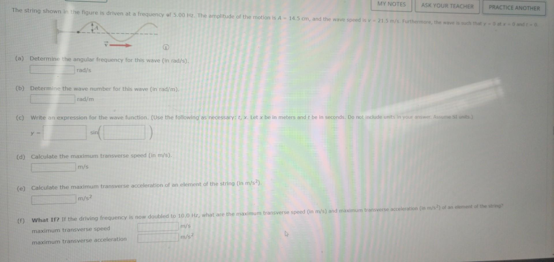 Solved (a) Determine the angular frequency for this wave (in | Chegg.com
