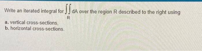 Solved Write an iterated integral for ∬dA over the region R | Chegg.com