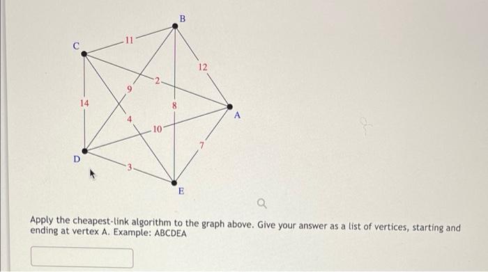 Solved B 12 N 9 14 А 4 10 D E Q Apply the cheapest-link | Chegg.com