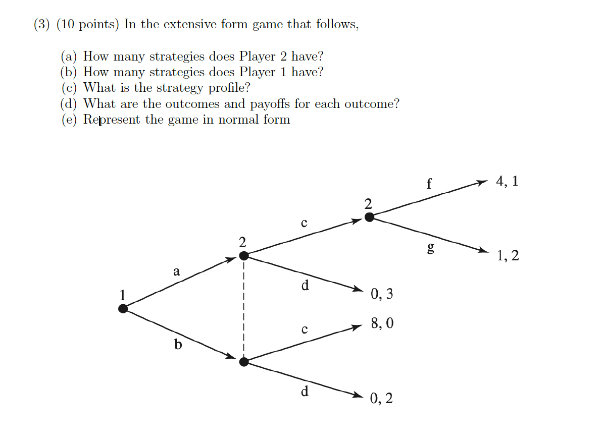 Solved In the extensive form game that follows,(a) ﻿How many | Chegg.com