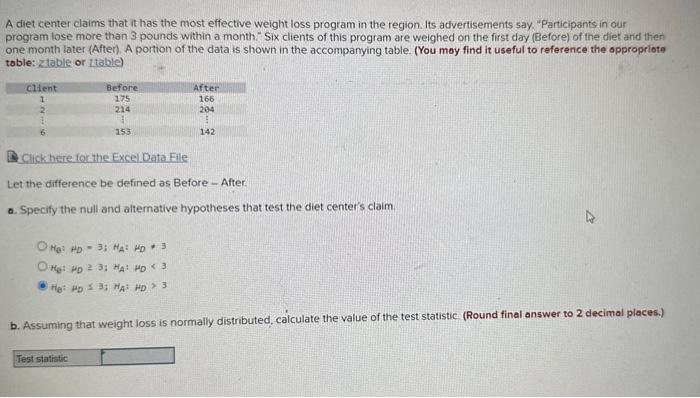 Solved client. weight of first day of dite one | Chegg.com