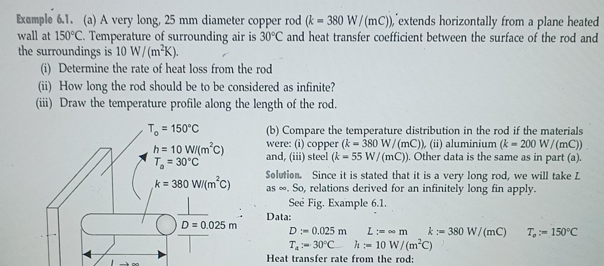Solved Example 6.1. (a) A very long, 25 mm diameter copper | Chegg.com