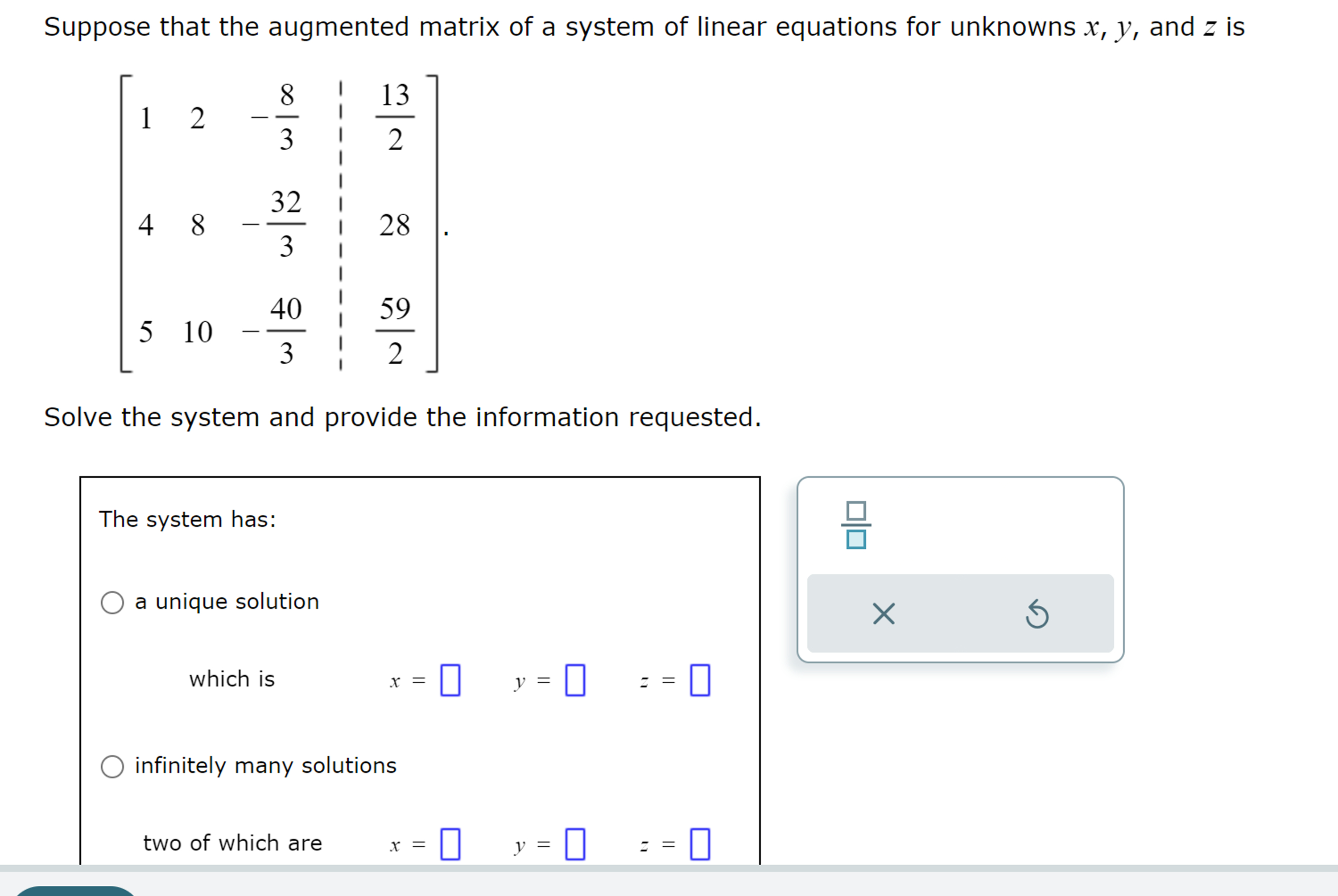 Solved Suppose that the augmented matrix of a system of | Chegg.com