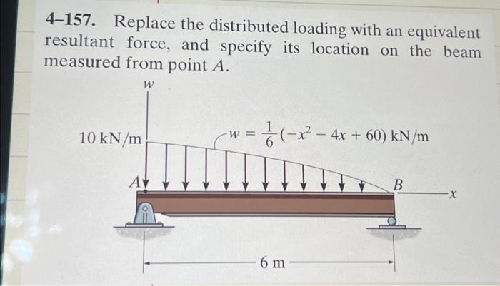 Solved 4-157. Replace the distributed loading with an | Chegg.com