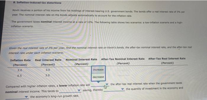 Solved 8. Inflation-induced tax distortions Kevin recelves a | Chegg.com