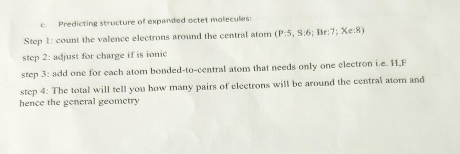 Solved c. Predicting structure of expanded octet molecules: | Chegg.com